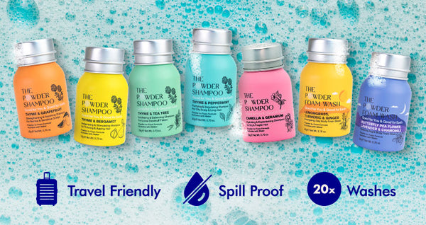 Travel powder shampoo mini bottles | The Powder Shampoo